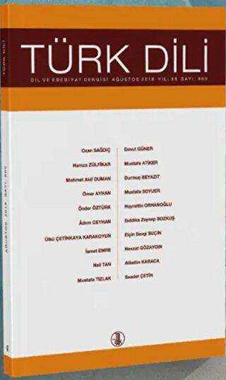 Türk Dili Dergisi Ağustos 2018 Yıl: 68 Sayı: 800 - Bkmkitap